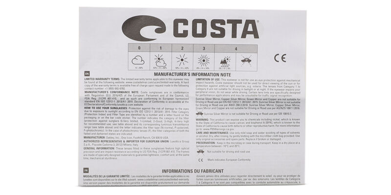 Costa Del Mar 6S9104 Lido Polarized 910419 Square Matte Smoke Brown ...